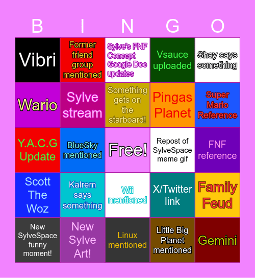 SylveSpace Bingo Card