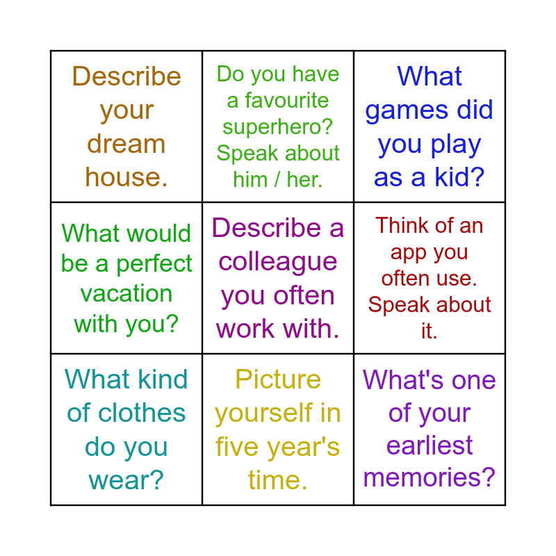 Vague language Bingo Card