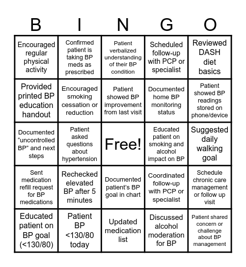 BP Bingo Card