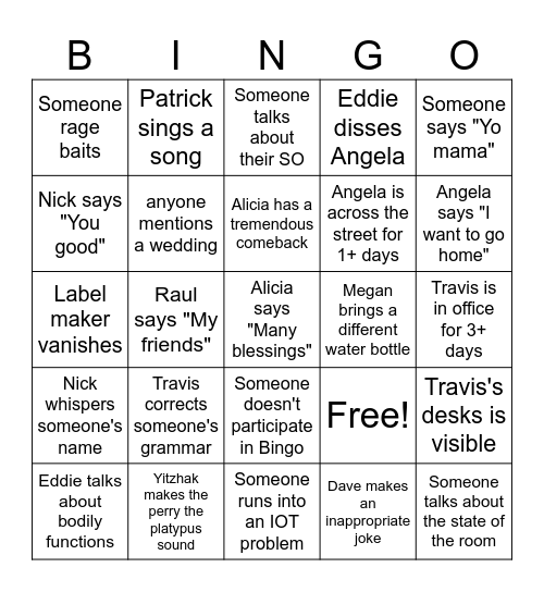 1/19/2026 Bingo Card