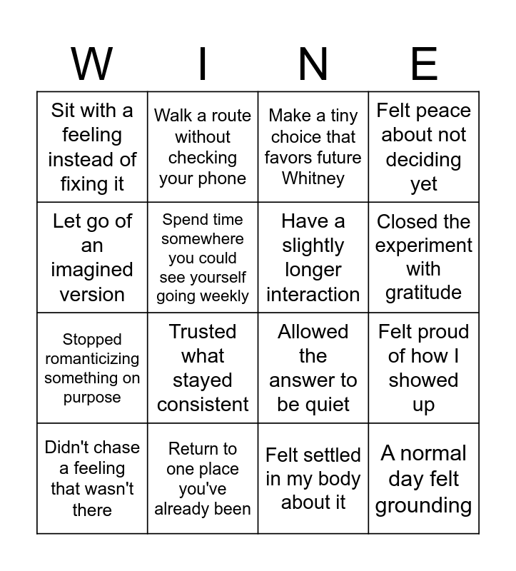 Week 3: Routine + Belonging Bingo Card