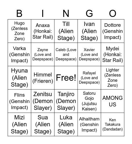 Anime Impulse 2026 Bingo Card