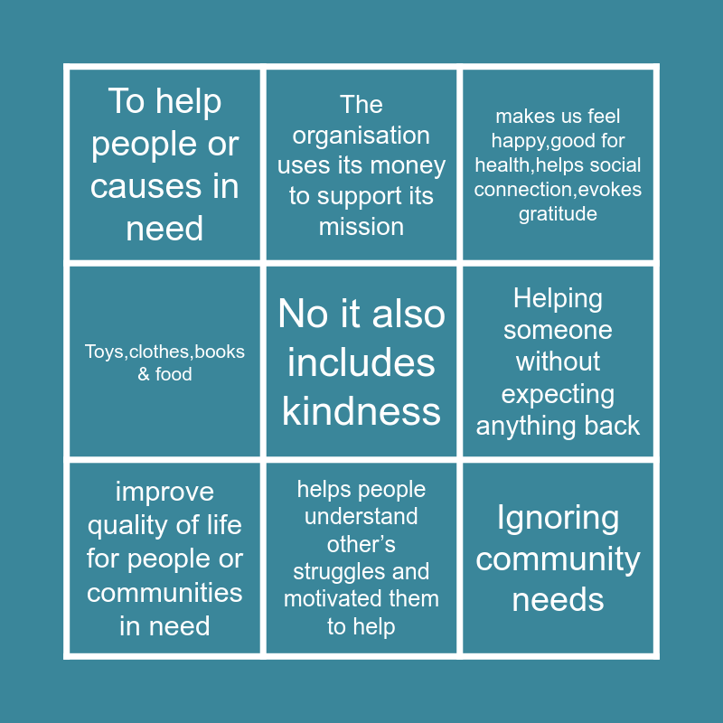 CHARITY BINGO Card