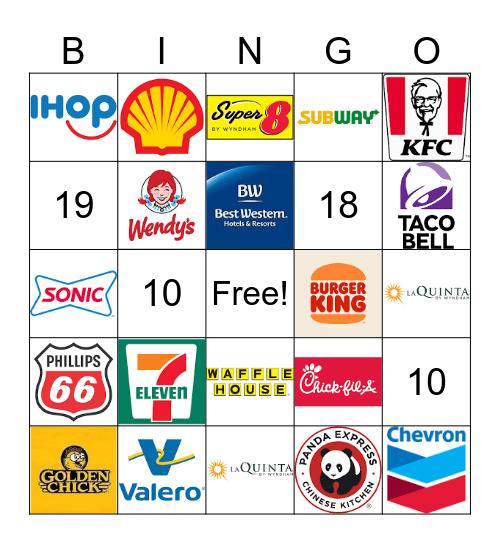 Road Trip Bingo! Bingo Card