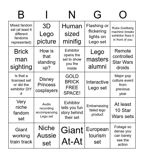 Brickvention Bingo Card