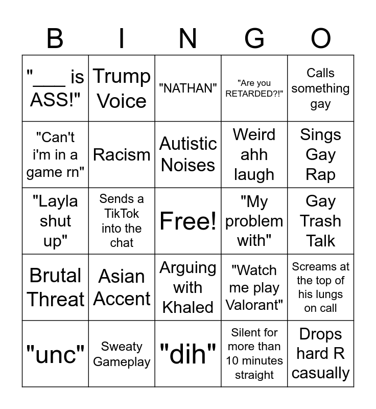 Tonight Bingo - Ethan Bingo Card