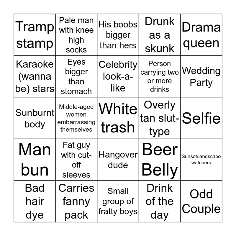 Photo Blackout Bingo Card