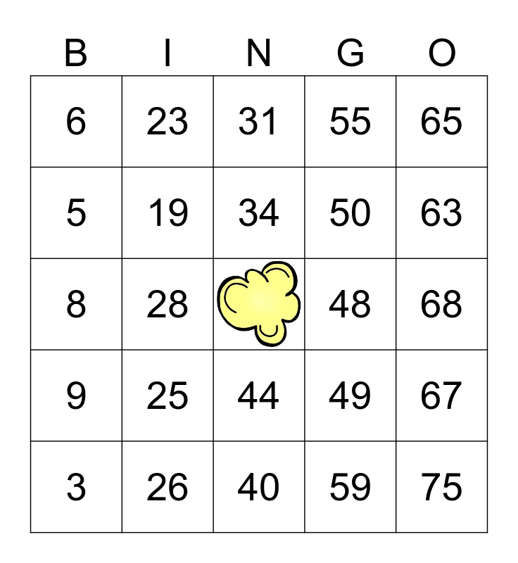POPCORN BINGO Card