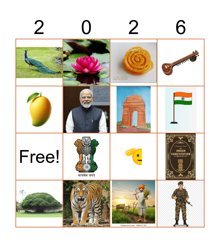 Republic Day Bingo Card