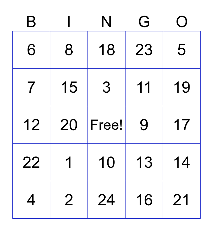 Abacus Bingo Card