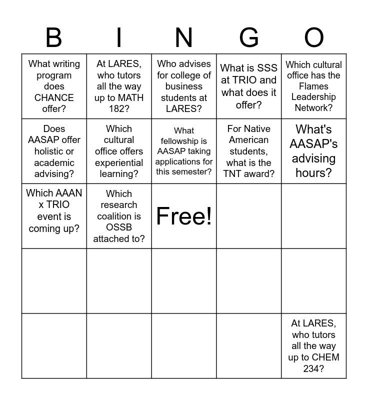 Warm up to (O)SSB Bingo Card