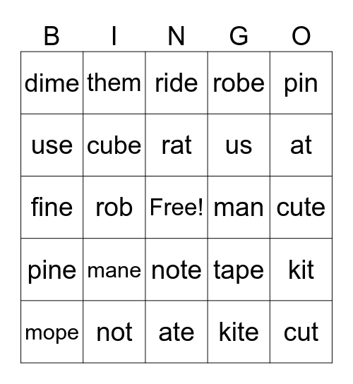 UFLI 59 VCe review Bingo Card