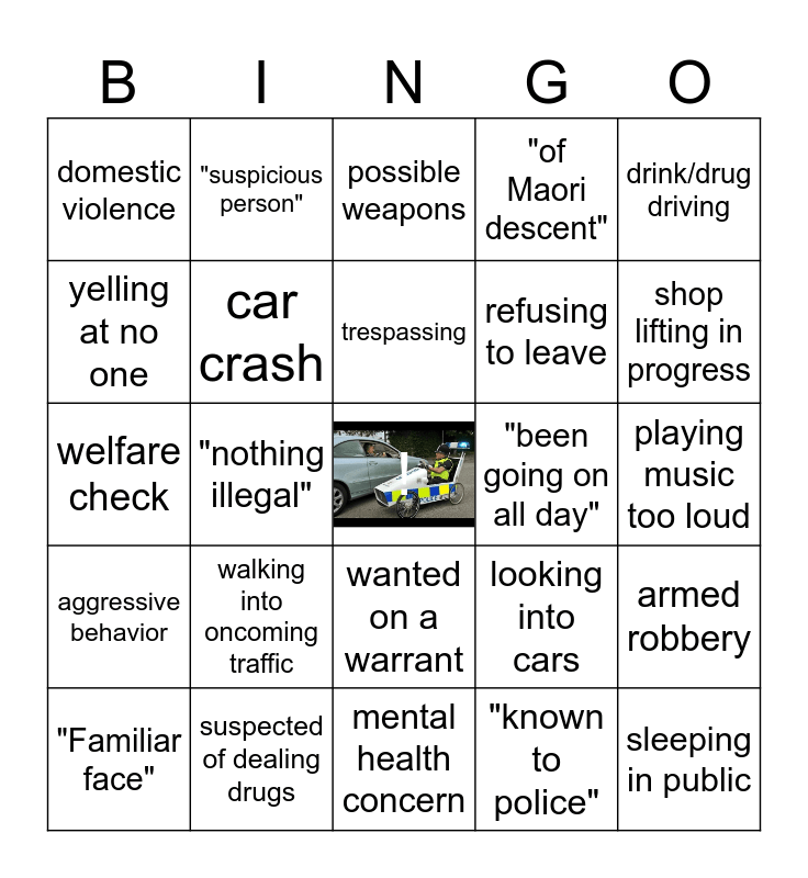 Police Ten Seven Bingo Card